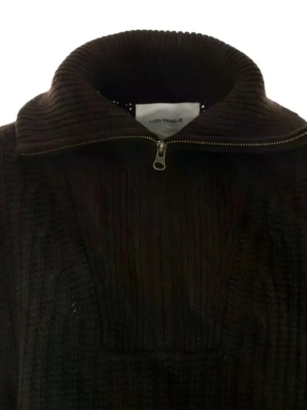LISA YANG Mavis Striped Half-zip Sweater - Black