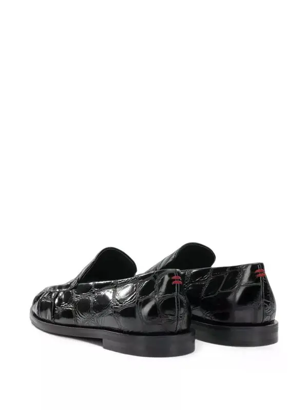 HALMANERA Croc-effect Gathered Loafers