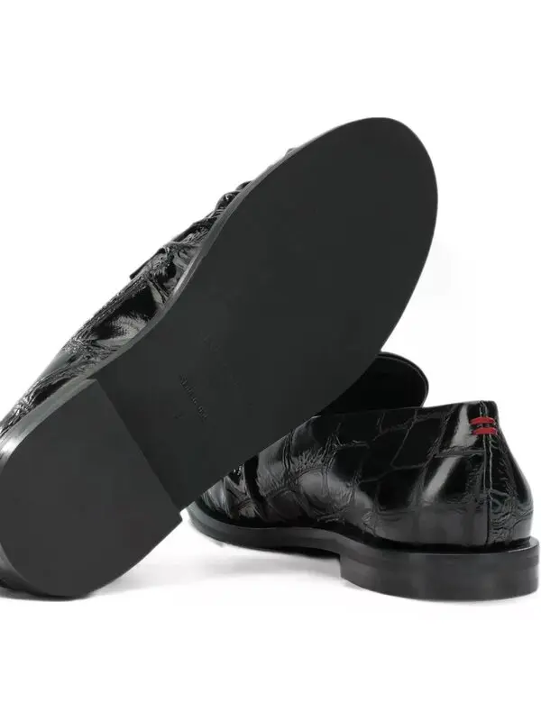 HALMANERA Croc-effect Gathered Loafers