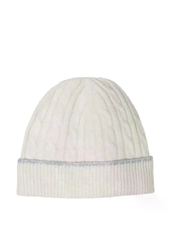 Eleventy Cable-knit Cashmere Beanie Hat - Neutrals