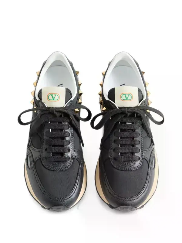 Valentino Garavani Stud Up Leather And Nylon Sneakers
