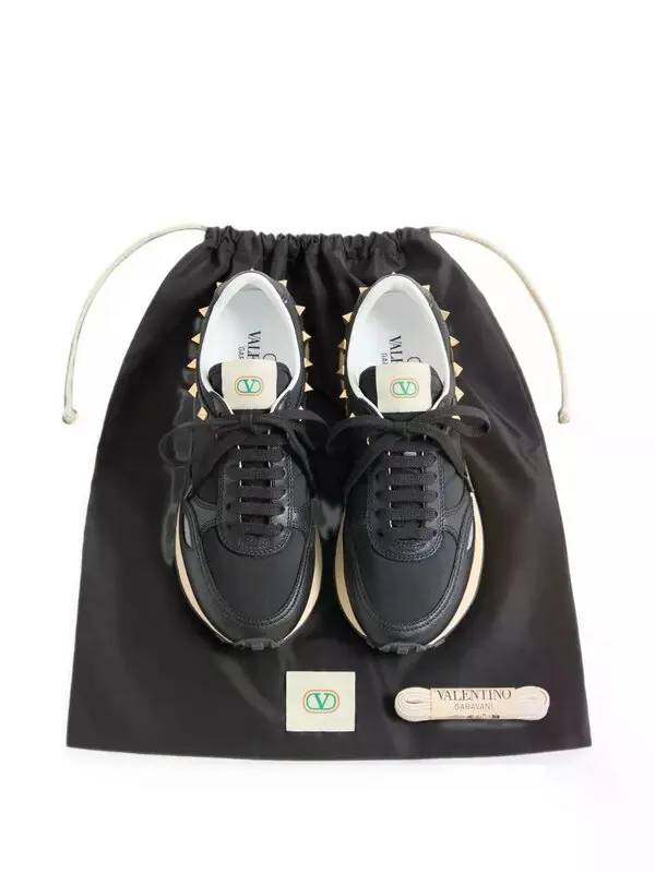Valentino Garavani Stud Up Leather And Nylon Sneakers