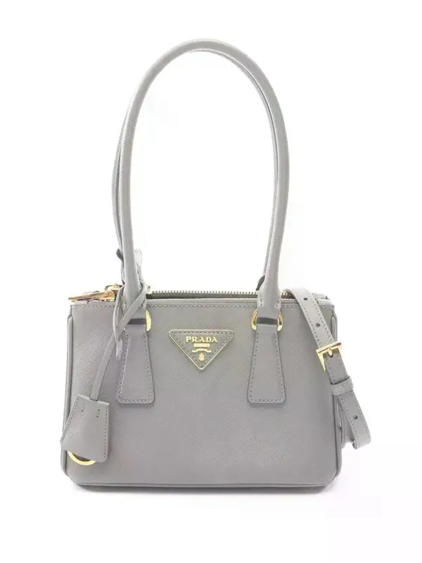 Prada 2000-2013 Mini Saffiano Lux Galleria Double Zip Satchel - Grey