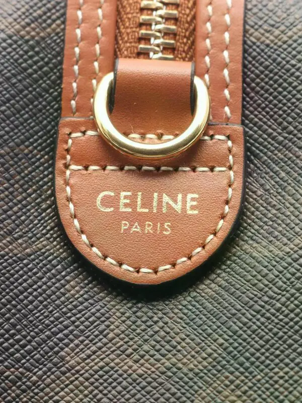 Celine 2000-2026 Small Triomphe Coated Canvas Boston Bag Satchel