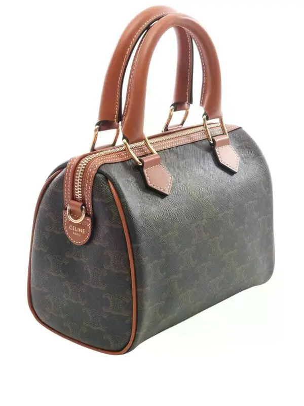 Celine 2000-2026 Small Triomphe Coated Canvas Boston Bag Satchel