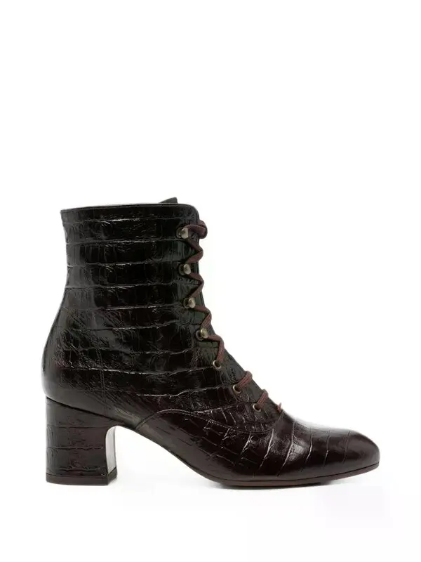 Chie Mihara Croc-effect Lace-up Ankle Boots