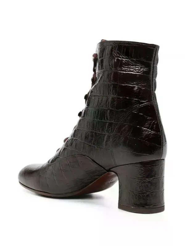 Chie Mihara Croc-effect Lace-up Ankle Boots