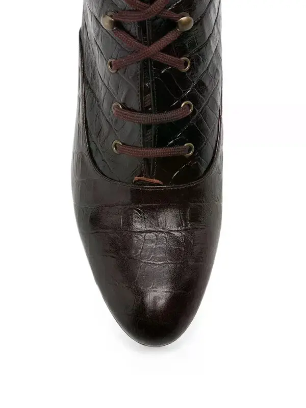 Chie Mihara Croc-effect Lace-up Ankle Boots
