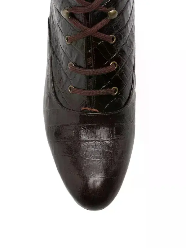 Chie Mihara Croc-effect Leather Lace-up Ankle Boots