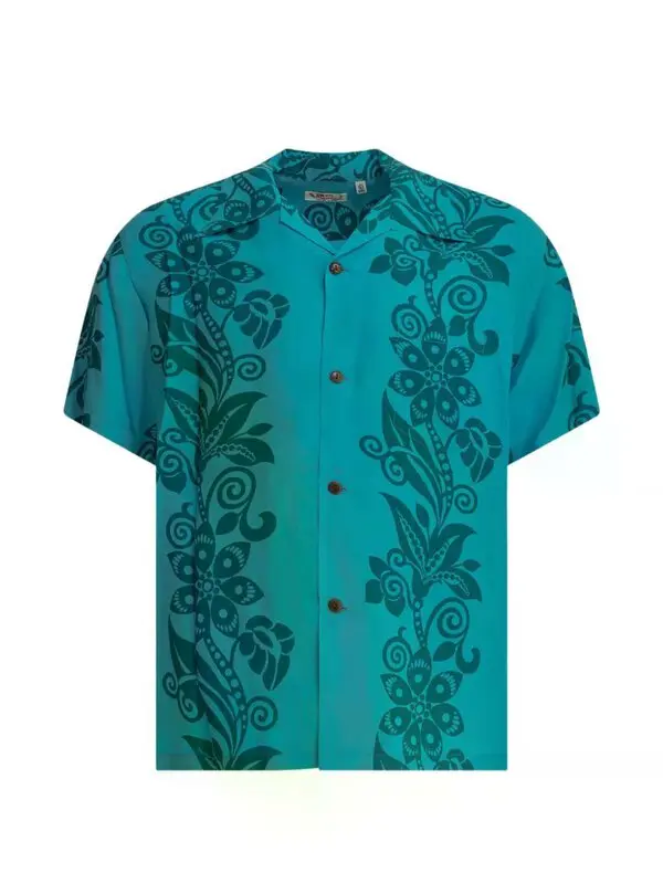 SUN SURF Floral-print Short-sleeve Shirt