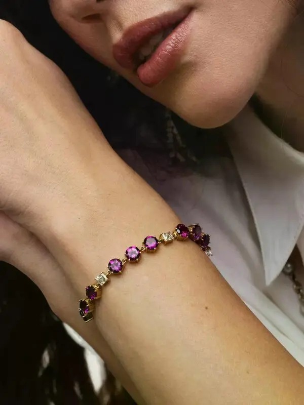 SYLVA & CIE Rhodolite And Diamond Tennis Bracelet