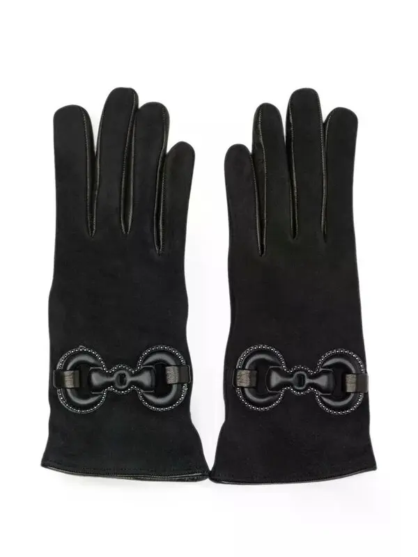 RESTELLI Horsebit-detail Suede Gloves - Black