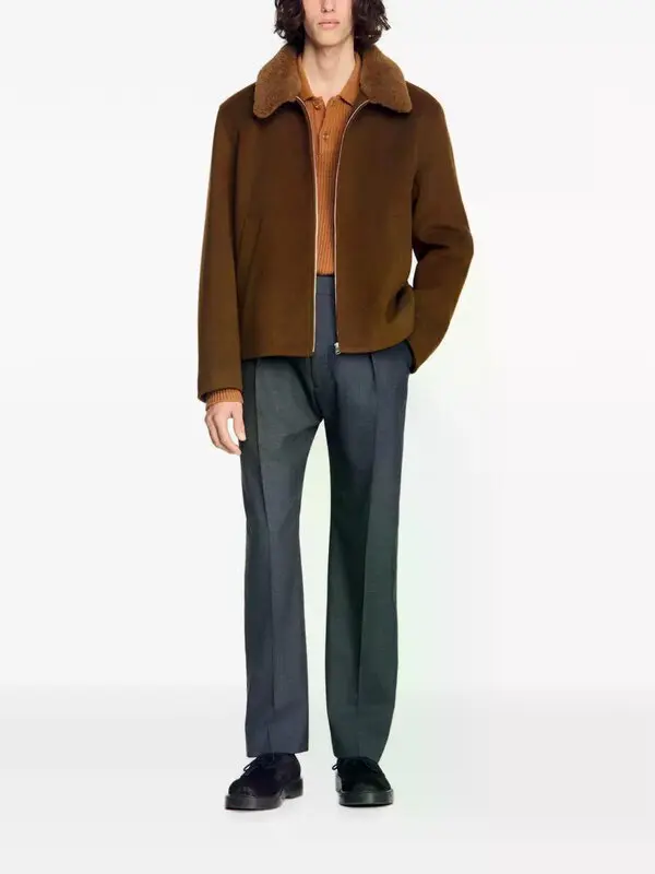 Sandro Shearling-collar Zip-up Jacket