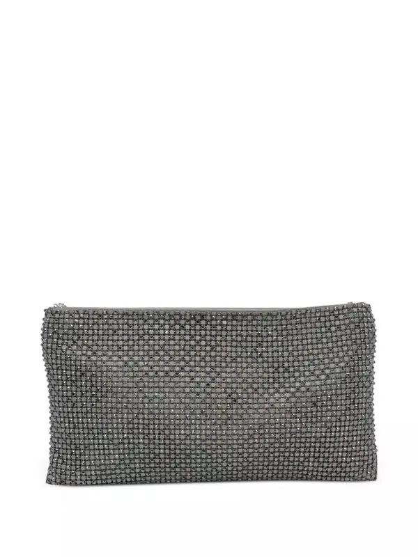 Benedetta Bruzziches Crystal-embellished Silk Clutch - Grey
