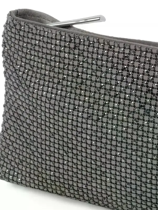 Benedetta Bruzziches Crystal-embellished Silk Clutch - Grey