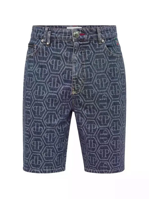 Philipp Plein Denim Formentera Shorts Monogram Basic
