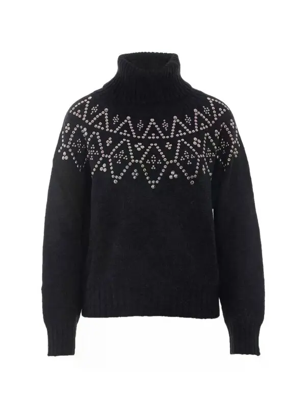 Alpha Studio Stud-embellished High-neck Sweater