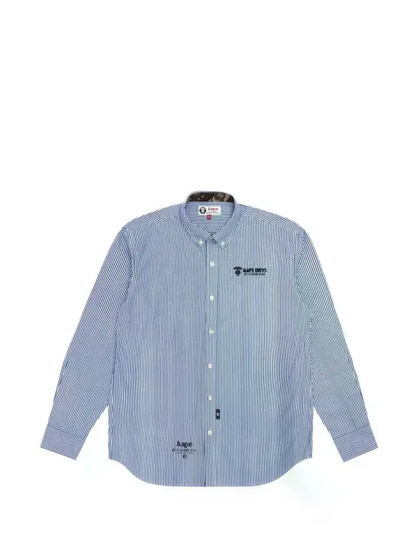 AAPE BY *A BATHING APE Logo-embroidered Striped Shirt - Blue