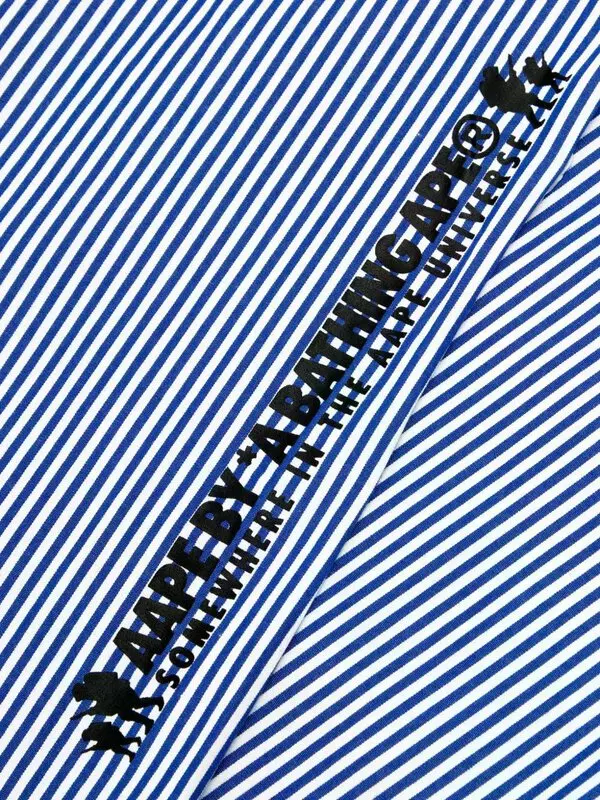 AAPE BY *A BATHING APE Logo-embroidered Striped Shirt - Blue