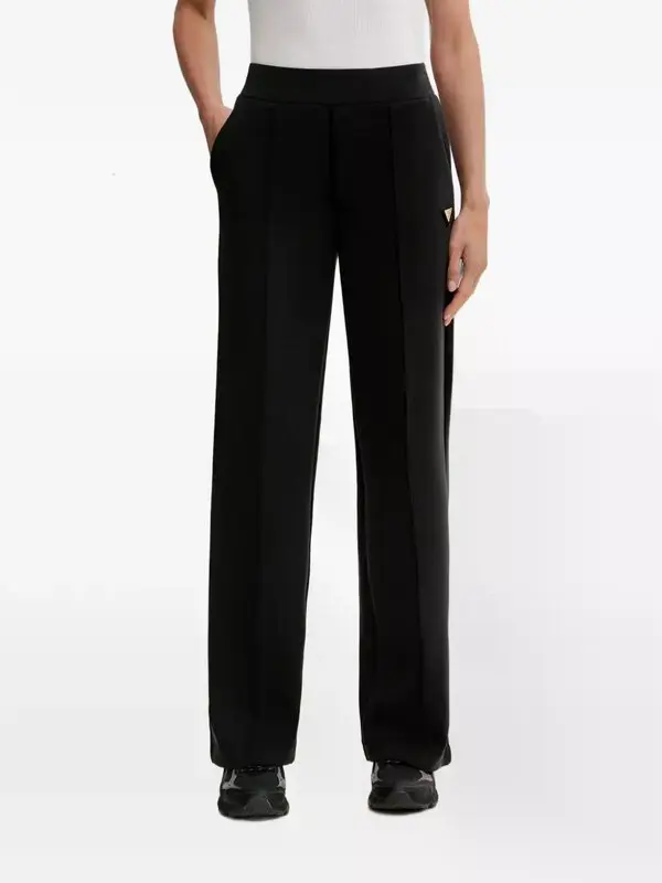 Guess Logo-plaque Wide-leg Track Pants - Black