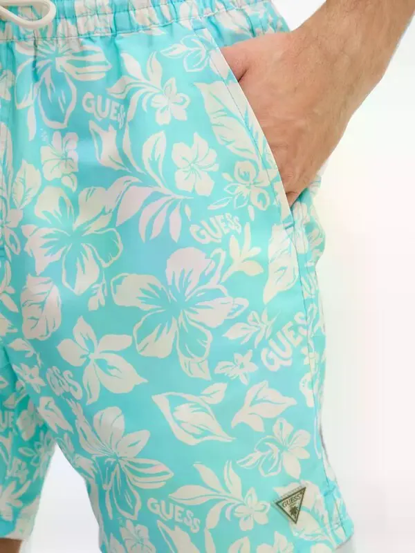 Guess Floral-print Drawstring Swim Shorts