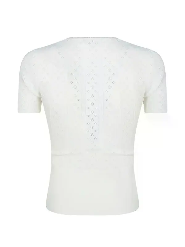 JW Anderson Pointelle-knit Bow-detail T-shirt - White