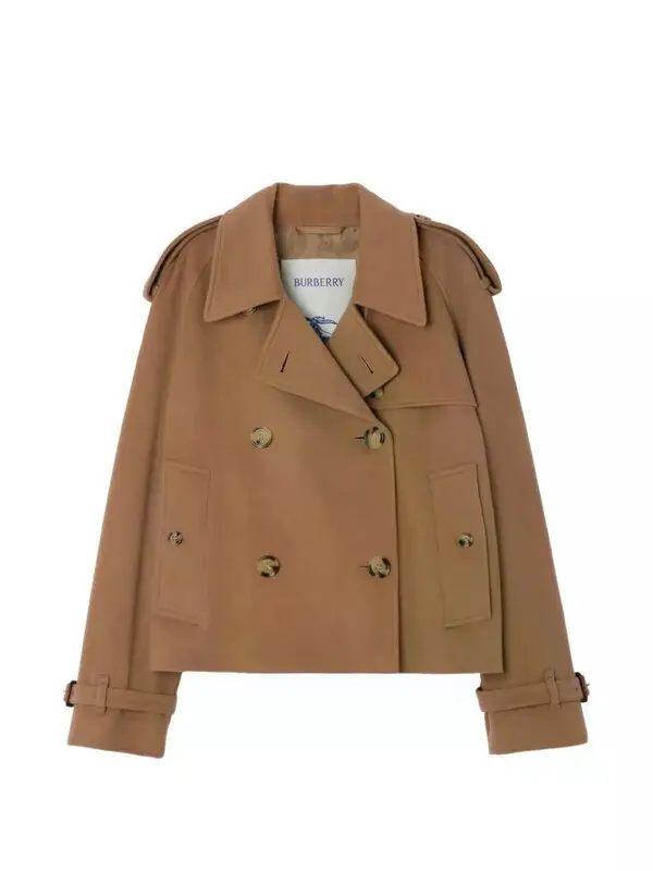 Burberry Cropped Cashmere Mayfair Trench Jacket - Brown