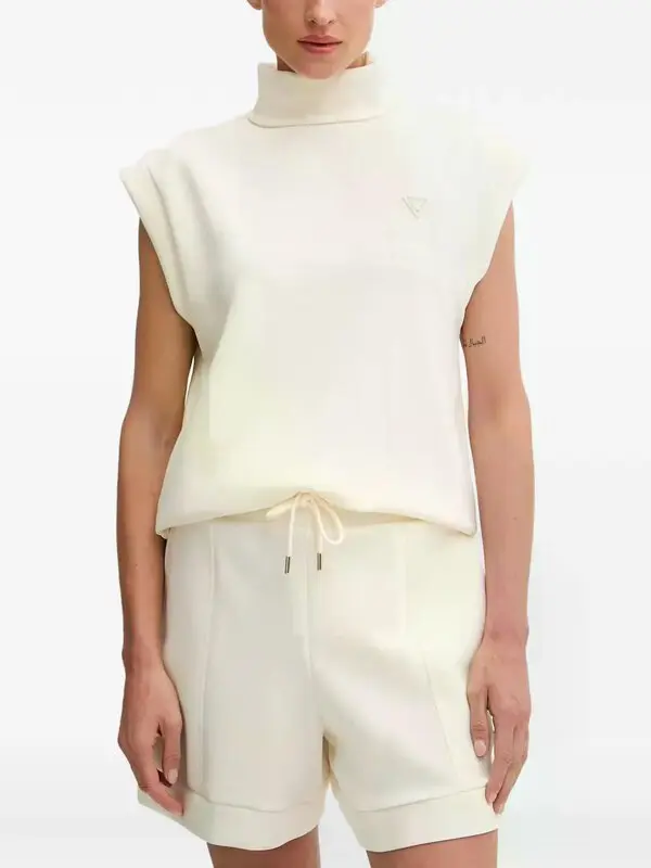 Guess High-neck Logo-plaque Top - Neutrals