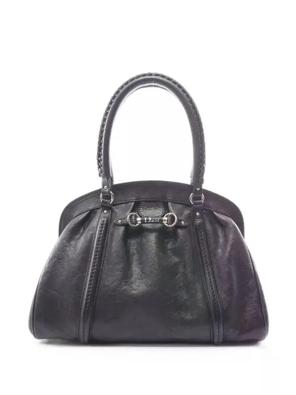 Dior 2000s Logo-detail Braided-handle Handbag - Black