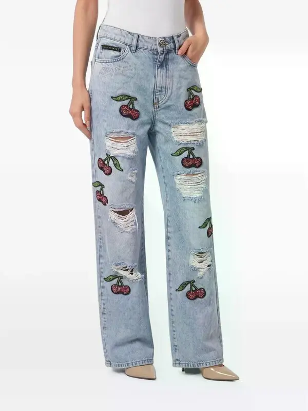 Philipp Plein Skater-fit Jeans Cherrylicious