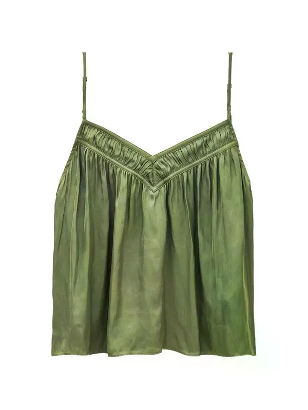 Ba&sh Clovis Ruched V-neck Sleeveless Blouse - Green