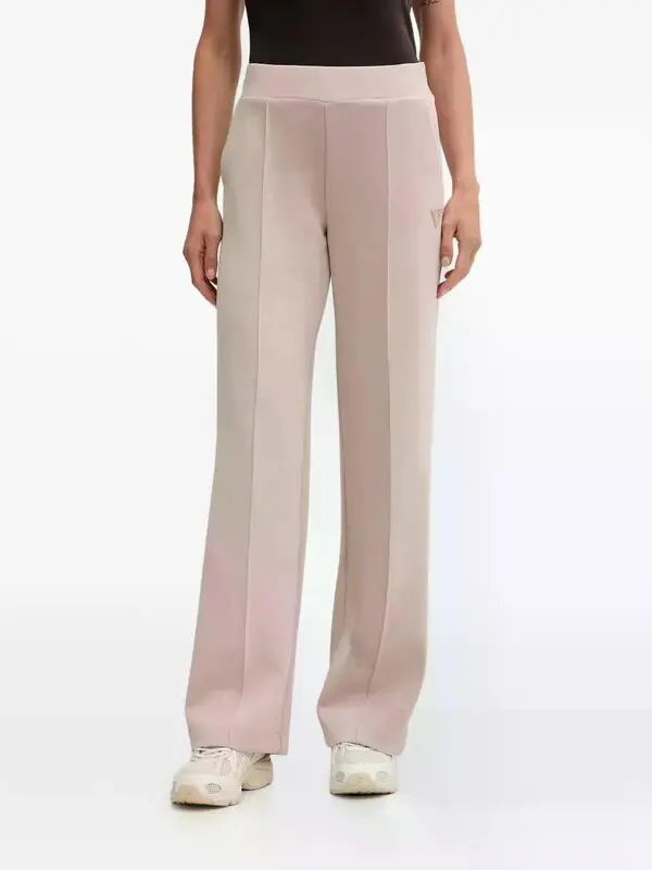 Guess Logo-plaque Pintuck-detail Track Pants - Pink