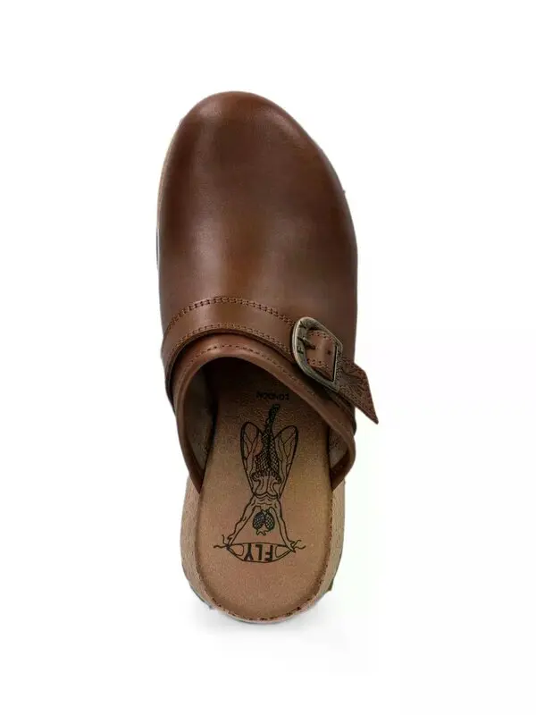 Fly London Buckle-detail Cork-wedge Mules