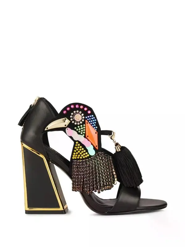 KAT MACONIE Aya Embellished Tassel Sandals - Black