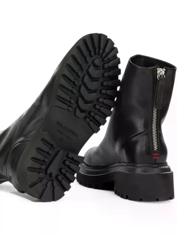 HALMANERA Leather Ankle Boots With Contrast Stitching