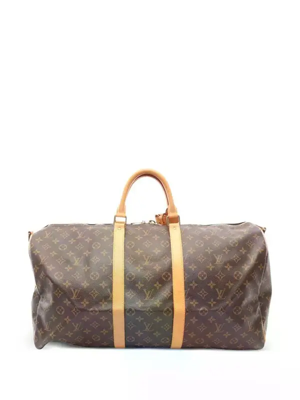 LOUIS VUITTON Monogram Keepall 55 Luggage Bag - Brown