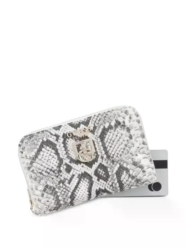 Guess Bianca Snake-effect Logo-plaque Wallet
