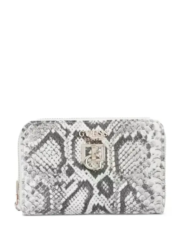 Guess Bianca Snake-effect Logo-plaque Wallet - Grey