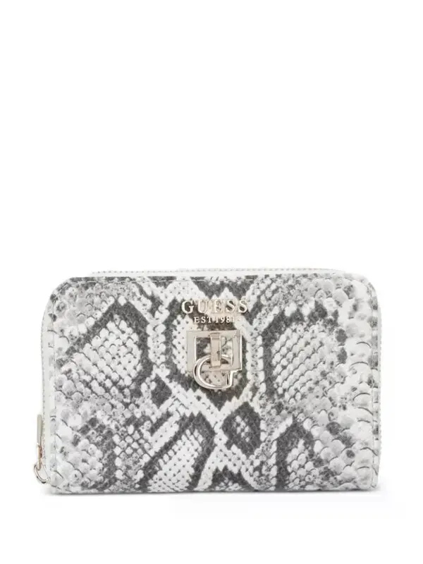 Guess Bianca Snake-effect Logo-plaque Wallet - Grey