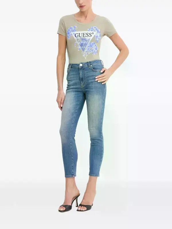 Guess Logo-print Floral-detail T-shirt