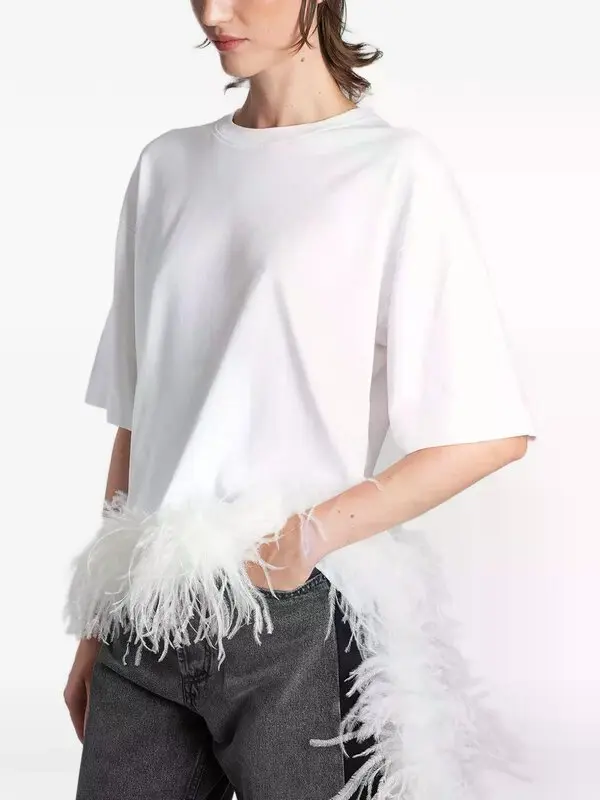 DARKPARK Feather-trim T-shirt - White