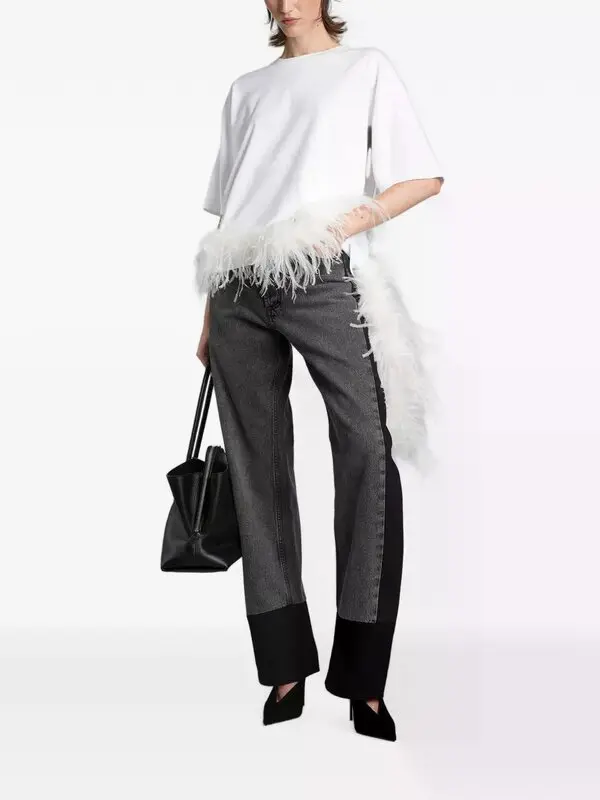 DARKPARK Feather-trim T-shirt - White