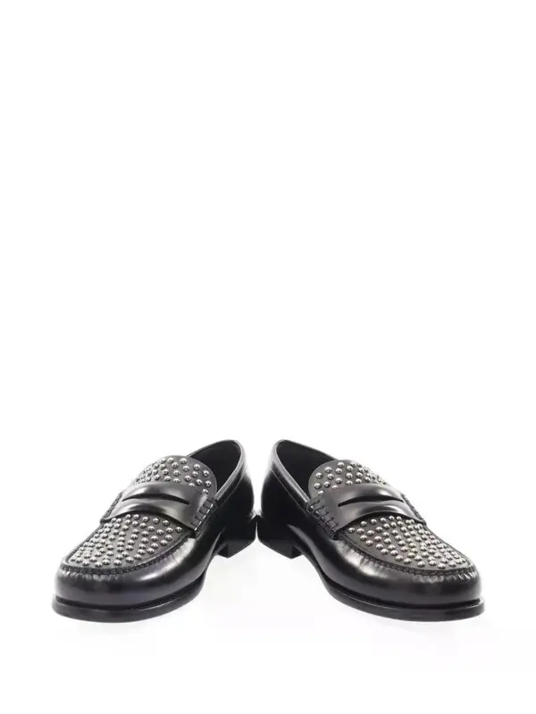 LOUIS VUITTON Stud-embellished Leather Loafers - Black