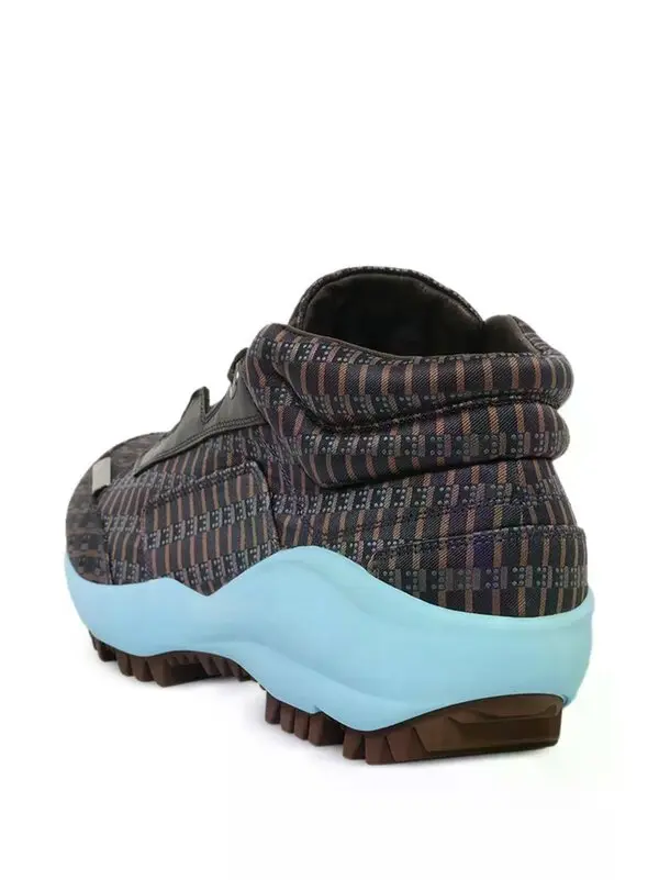LANVIN Geometric-print Lace-up Sneakers - Brown