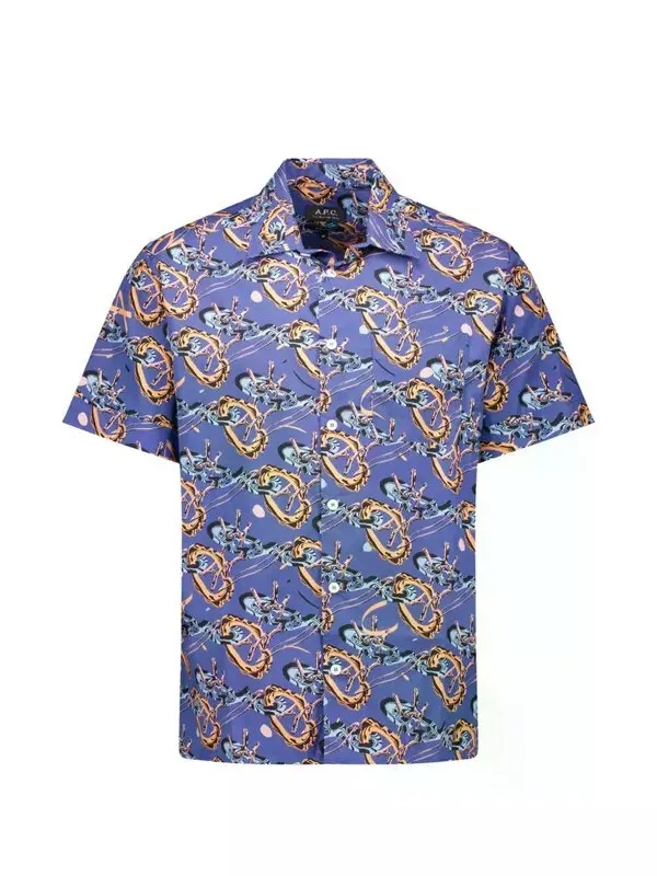 A.p.c. Ross Graphic-print Shirt - Blue