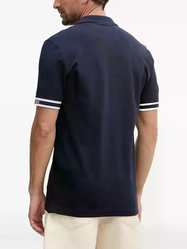 Guess Logo-patch Striped-trim Polo Shirt