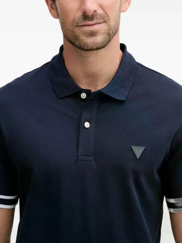 Guess Logo-patch Striped-trim Polo Shirt