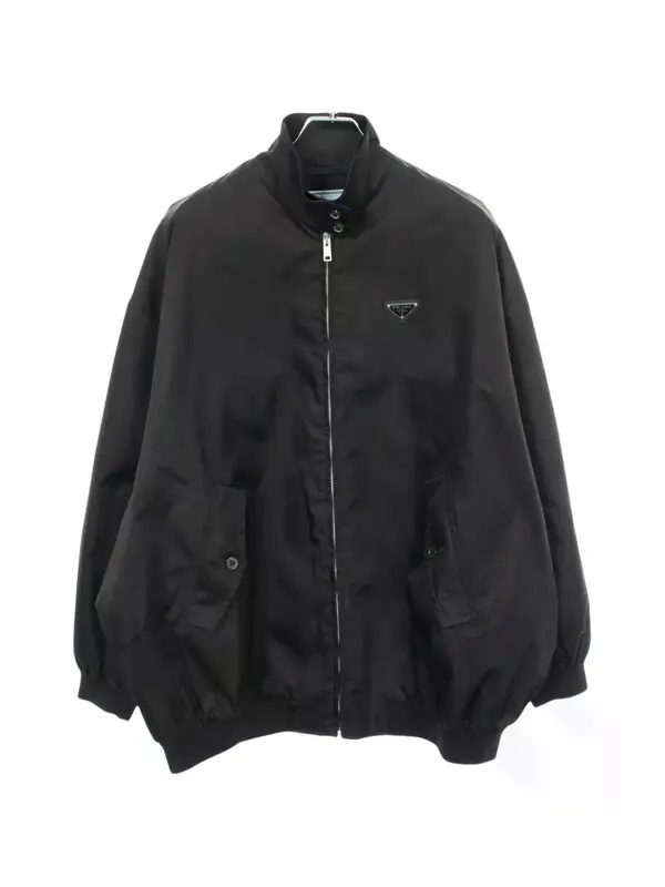 Prada 2010s Re-nylon Triangle Logo Blouson Jacket - Black