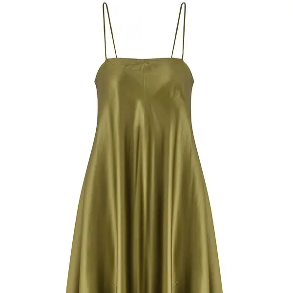 ÚCHÈ Satin Slip Dress With Pockets In Liquid