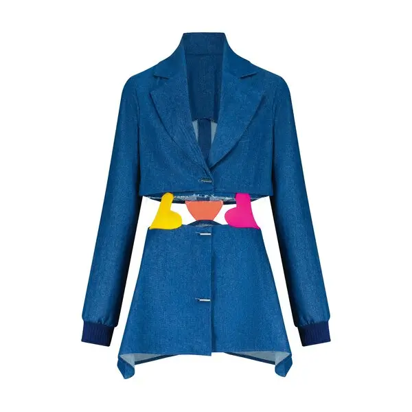 ÚCHÈ Three Heart Cut Out Denim Dress